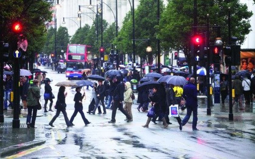 Worst rain on record keeps London’s shoppers at home