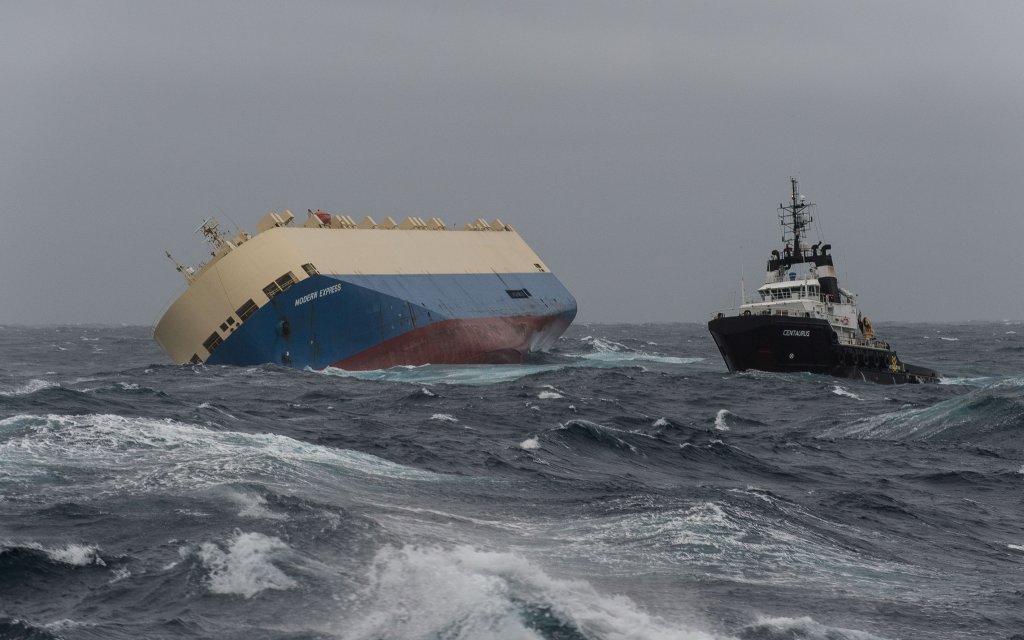 In pictures: Modern Express, a giant, listing cargo ship, has just ...