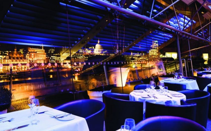 Oxo Tower Restaurant has great food but the lighting left us a little blue