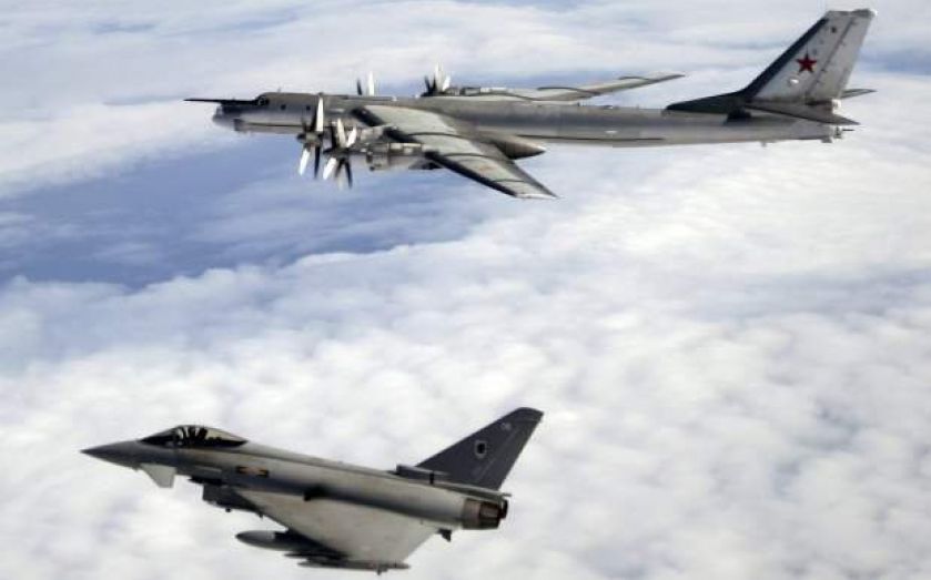 RAF Typhoons intercept Russian Tupolev Tu-95 "Bear" bombers in UK airspace