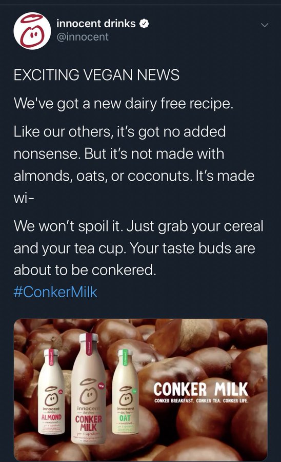 Twitter goes bonkers over Innocent's fake conkers drink
