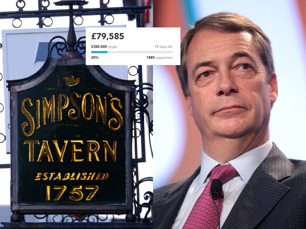 Nigel Farage backs Simpson's Tavern campaign railing against City ...