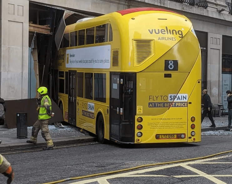 Double-decker bus crashes into an All Bar One in Tottenham Court Road