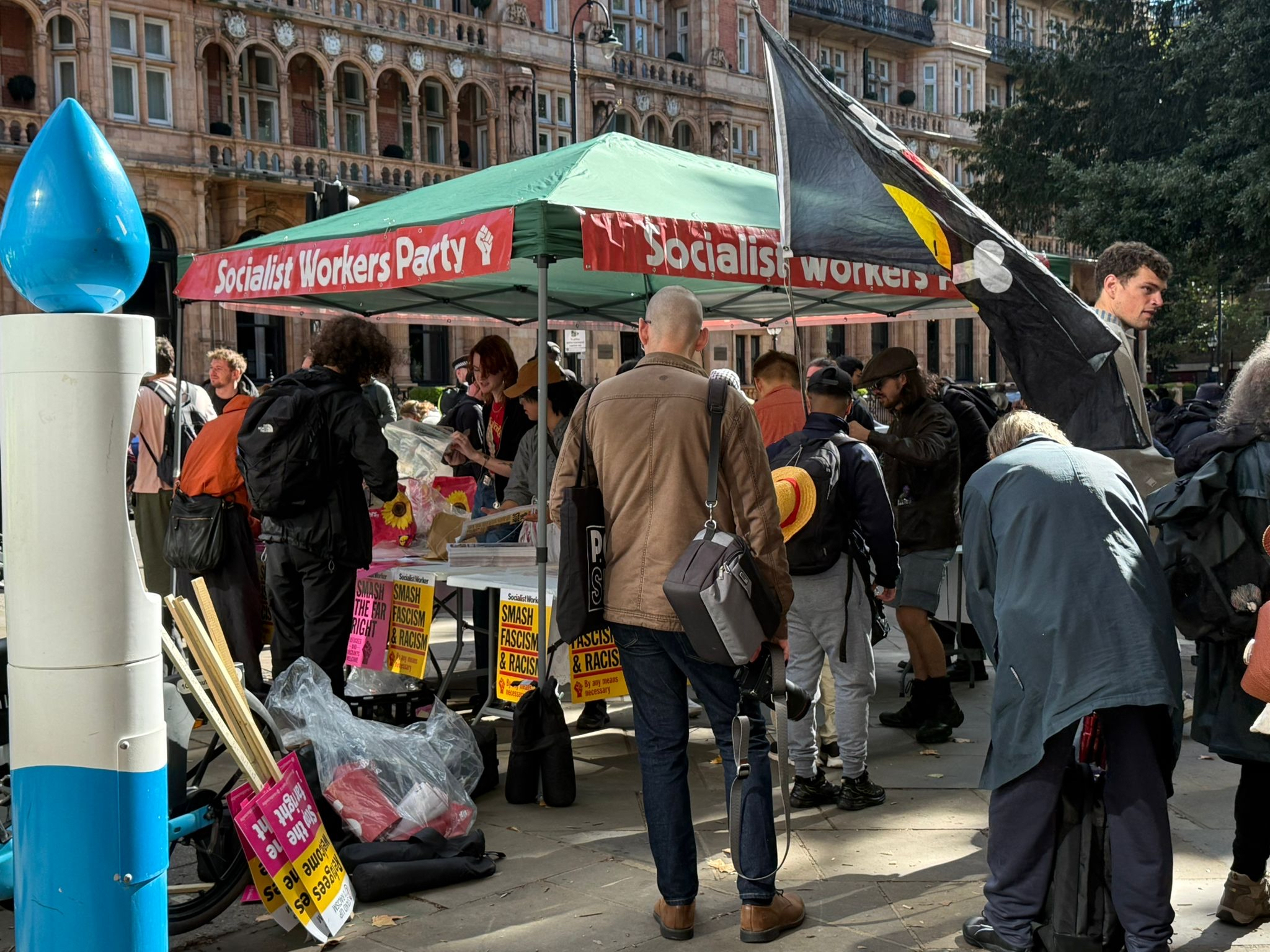 Crowds gather in central London for protest led by Tommy Robinson